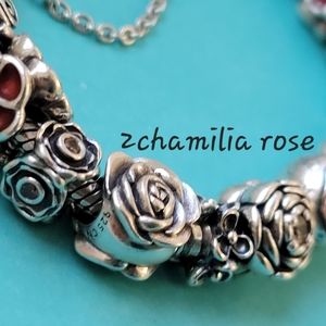 Pandora | Jewelry | Pandora Silver Gold Clasp Bracelet Theme Rose ...